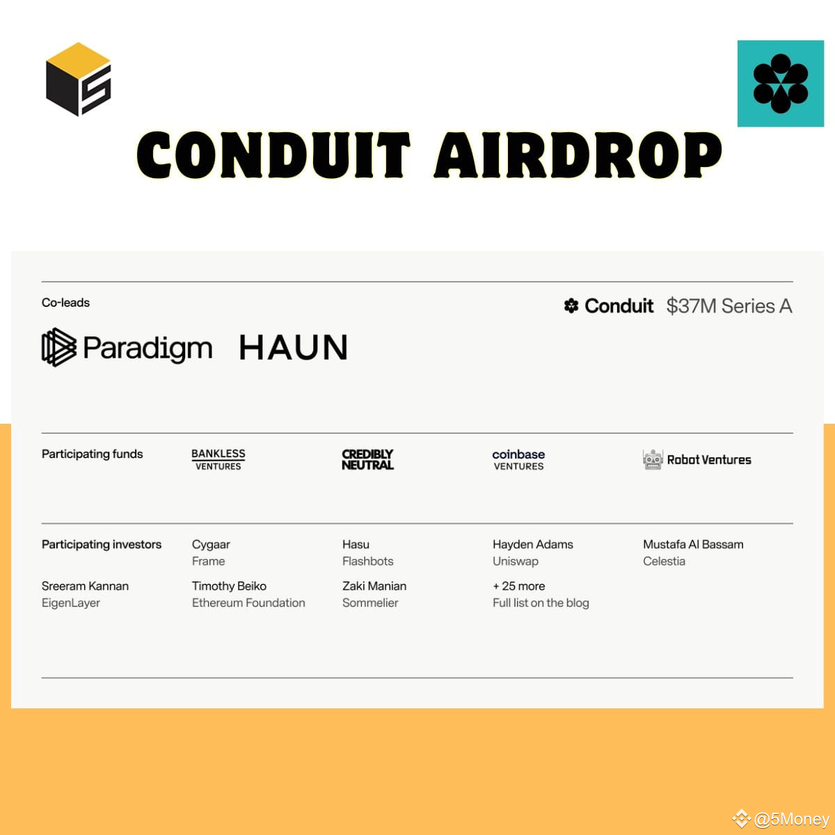 Conduit airdrop hunt - Project raised 44M$ with huge backer | 5Money on ...