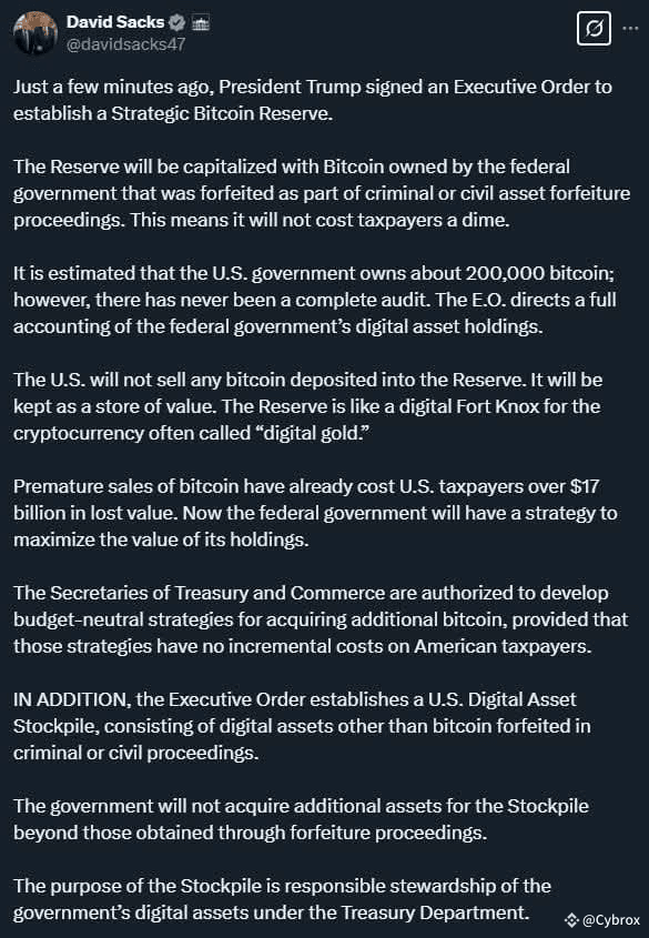 President Trump Creates U.S. Strategic Bitcoin Reserve Pres | R_Cybrox ...