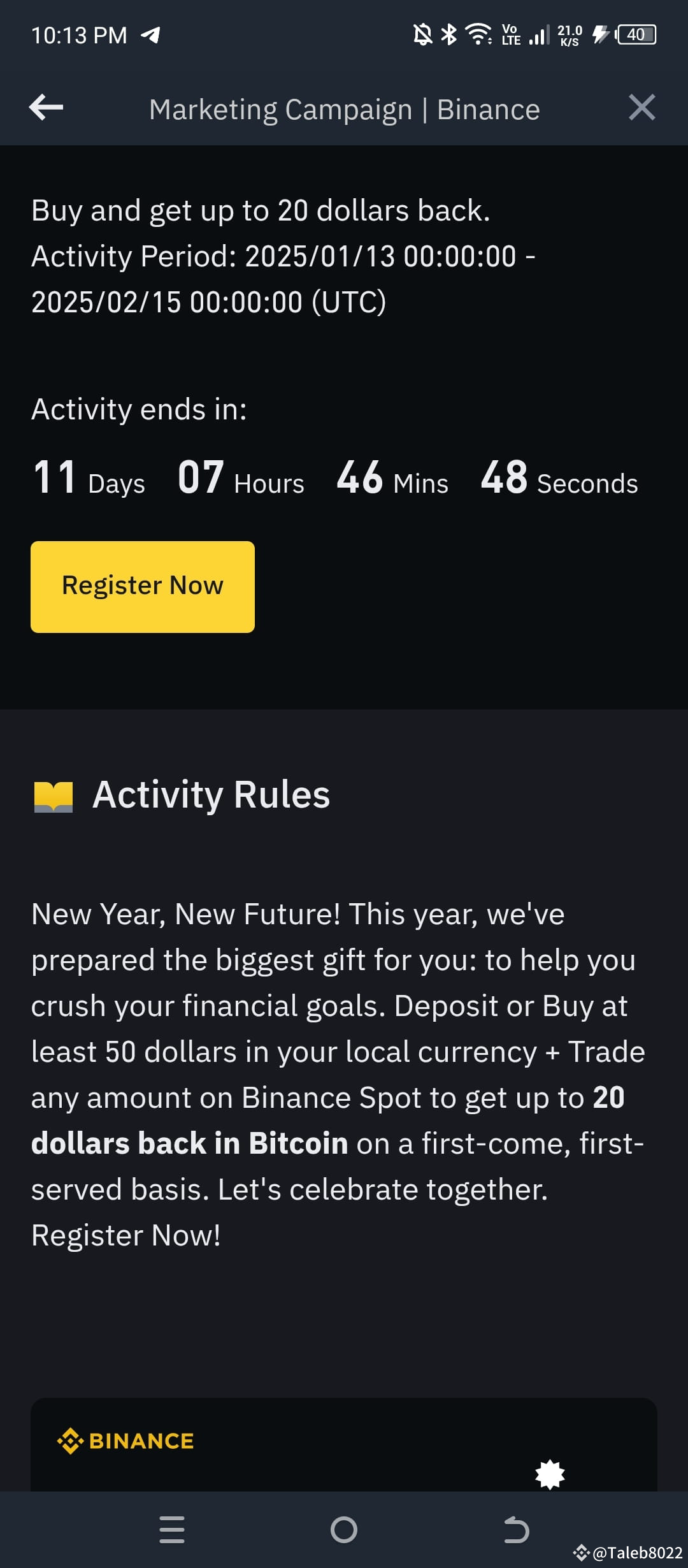 20$ Reward on binance join fast.... | Taleb8022 on Binance Square