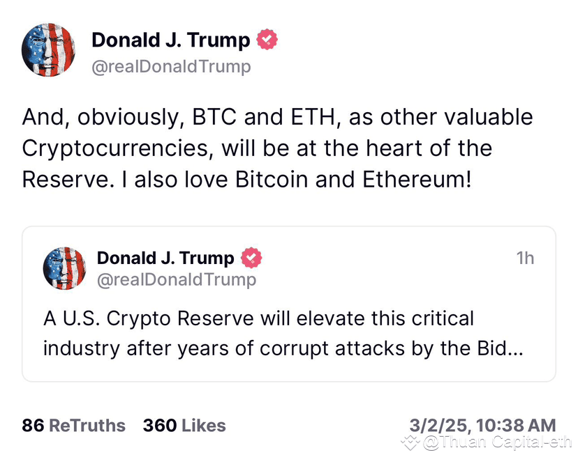 President Trump clarifies: And of course, BTC and ETH, alon | Thuan Capital-eth on Binance Square