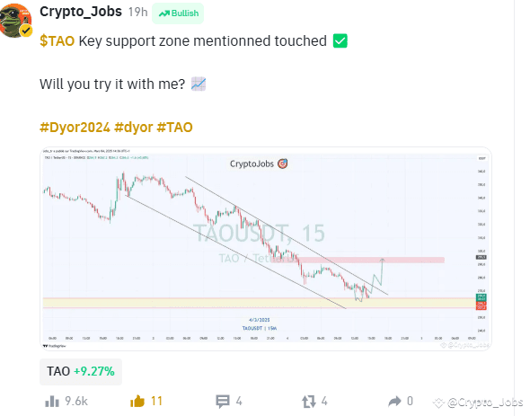 You tried, you win 💰🏆 Very nice +15% on $TAO I gave yo | Crypto_Jobs on Binance Square