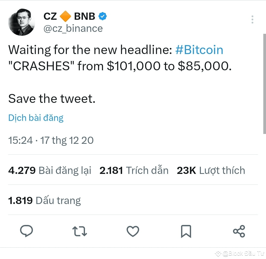 Looking back at @cz_binance's tweet from 2020: '#Bitcoin "CR | Block ...