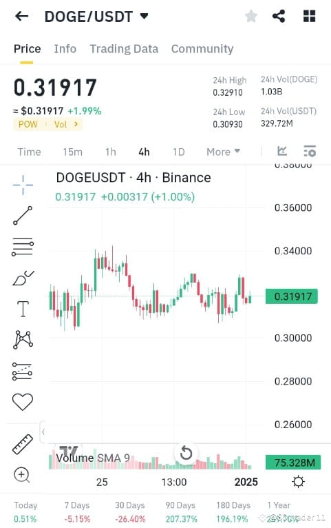🚀 $DOGE /USDT: Dogecoin On the Move! 📈 Price: $0.31917 (+ | SD trader 11 on Binance Square