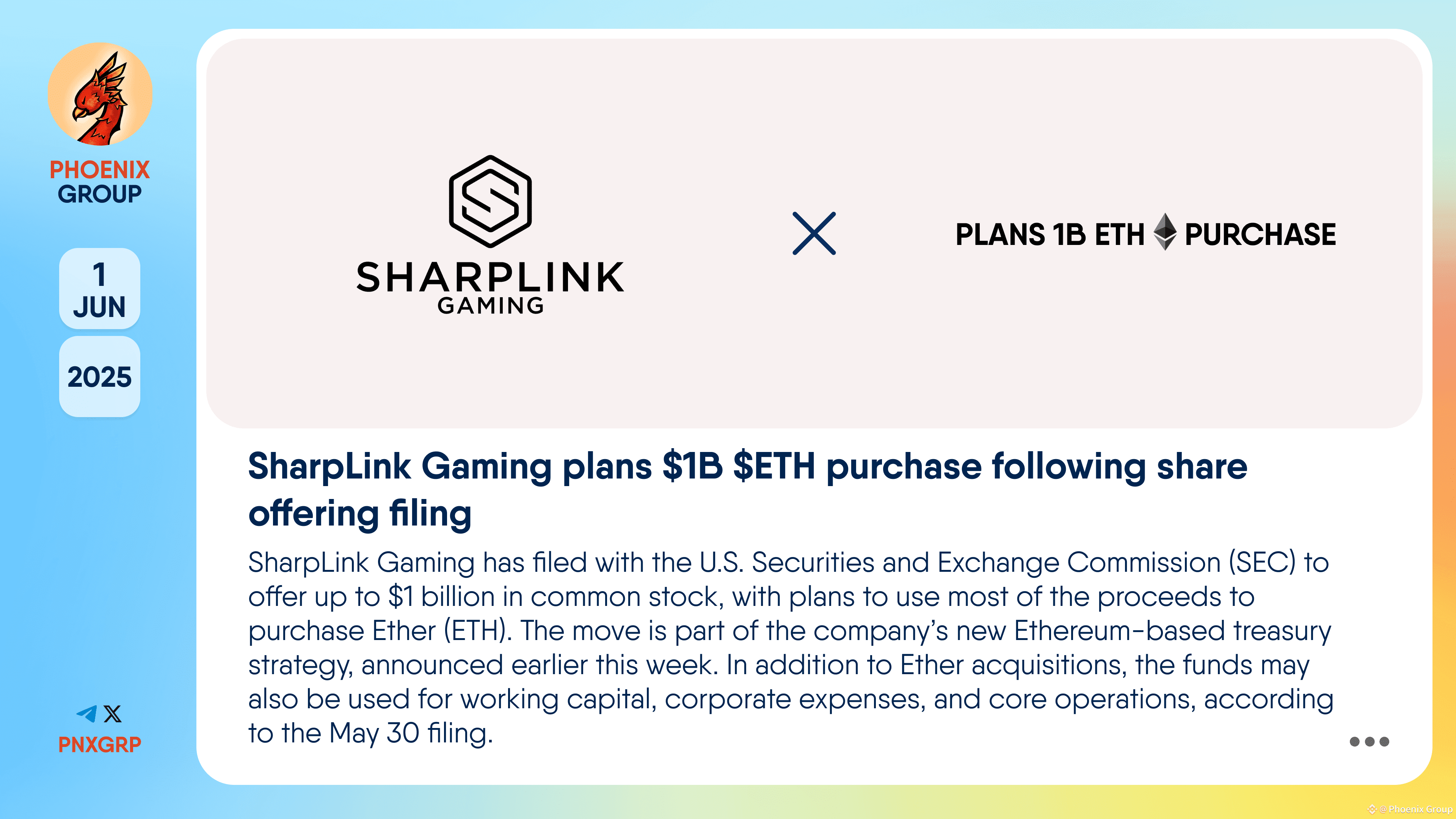 SharpLink Gaming plans $1B $ETH purchase following share of | Phoenix ...