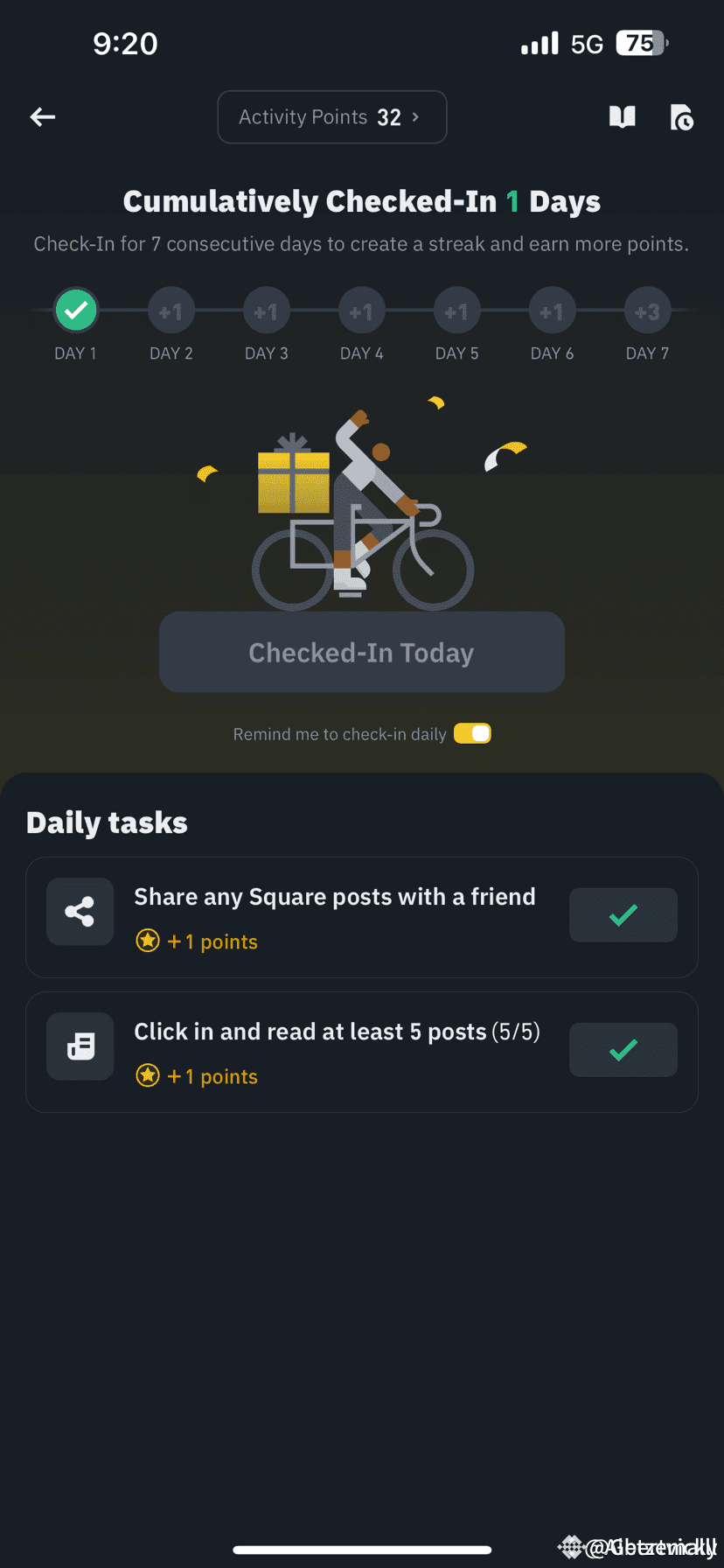 #dailycheckin #DailyGiveAway Check in for free points #Ea | Getzemalll on Binance Square