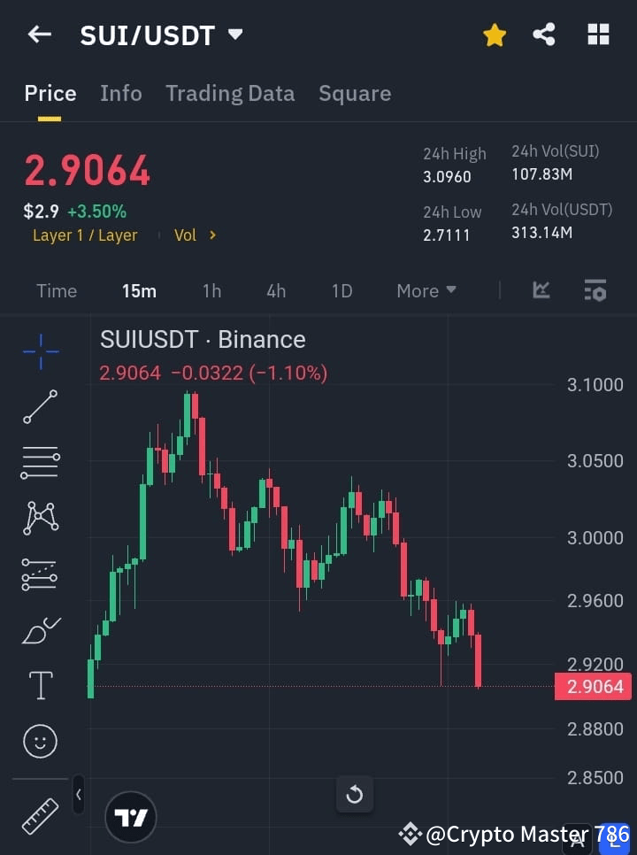 🚨 $SUI /USDT Short Setup 🚨 🔻 Entry: $2.906 📉 Key Levels | Crypto Master 786 on Binance Square