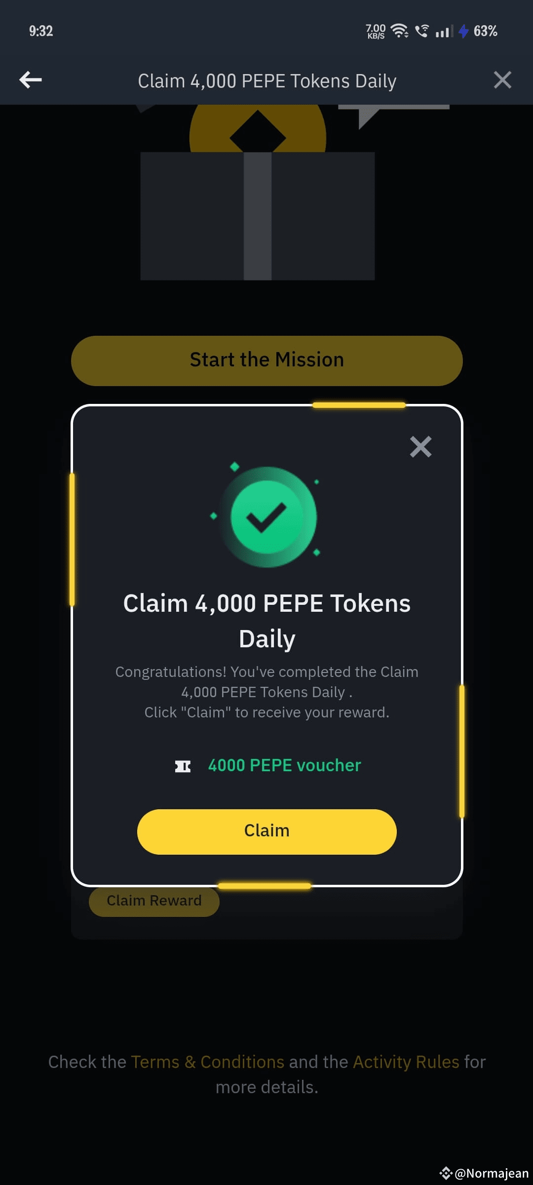 i got my pepe in reward section any one got it?? | Normajean on Binance ...