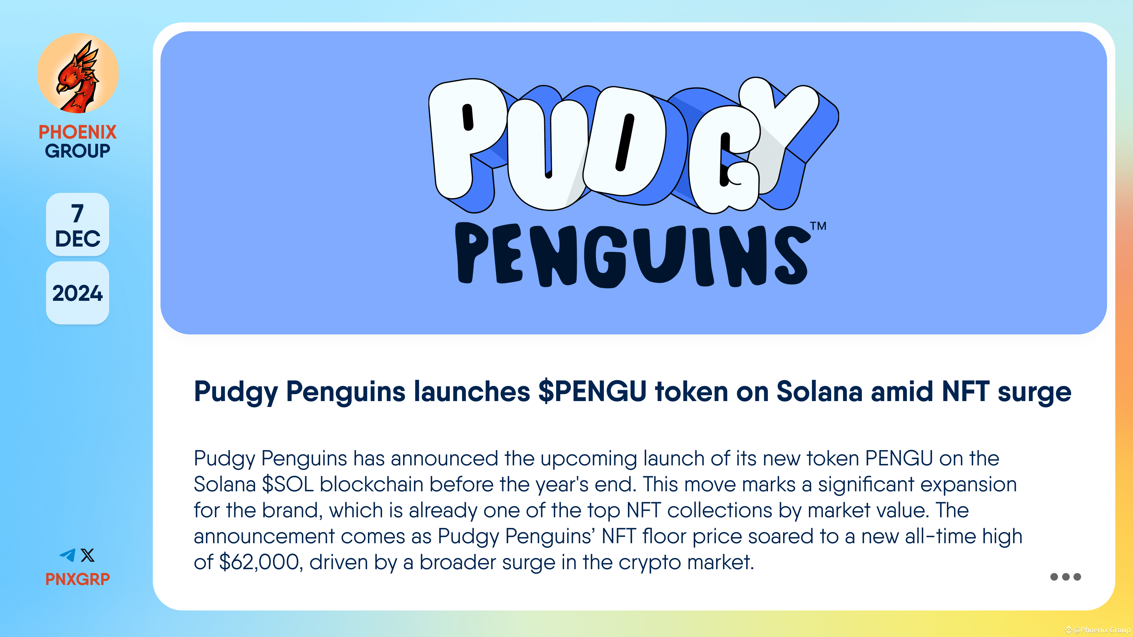 Pudgy Penguins launches $PENGU token on Solana amid NFT surg | Phoenix ...