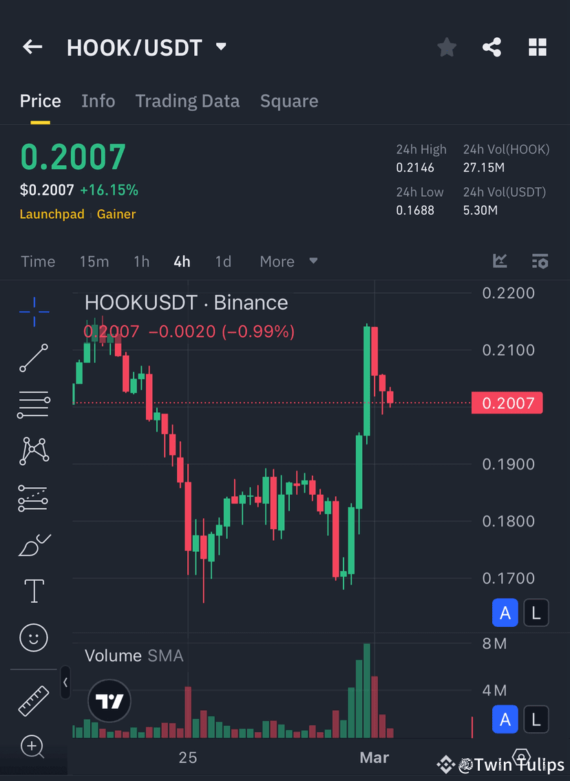 🚀 $HOOK /USDT Market Update 📊 Current Price: $0.2007 (+16 | Twin Tulips X Web3 Protocol on ...