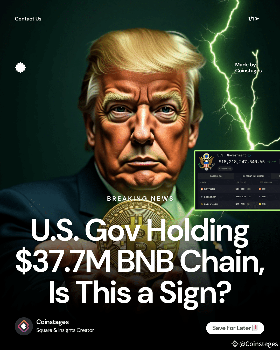🚨U.S. Government Holding $37.79M in BNB Chain, Is This a Si | Coinstages on Binance Square
