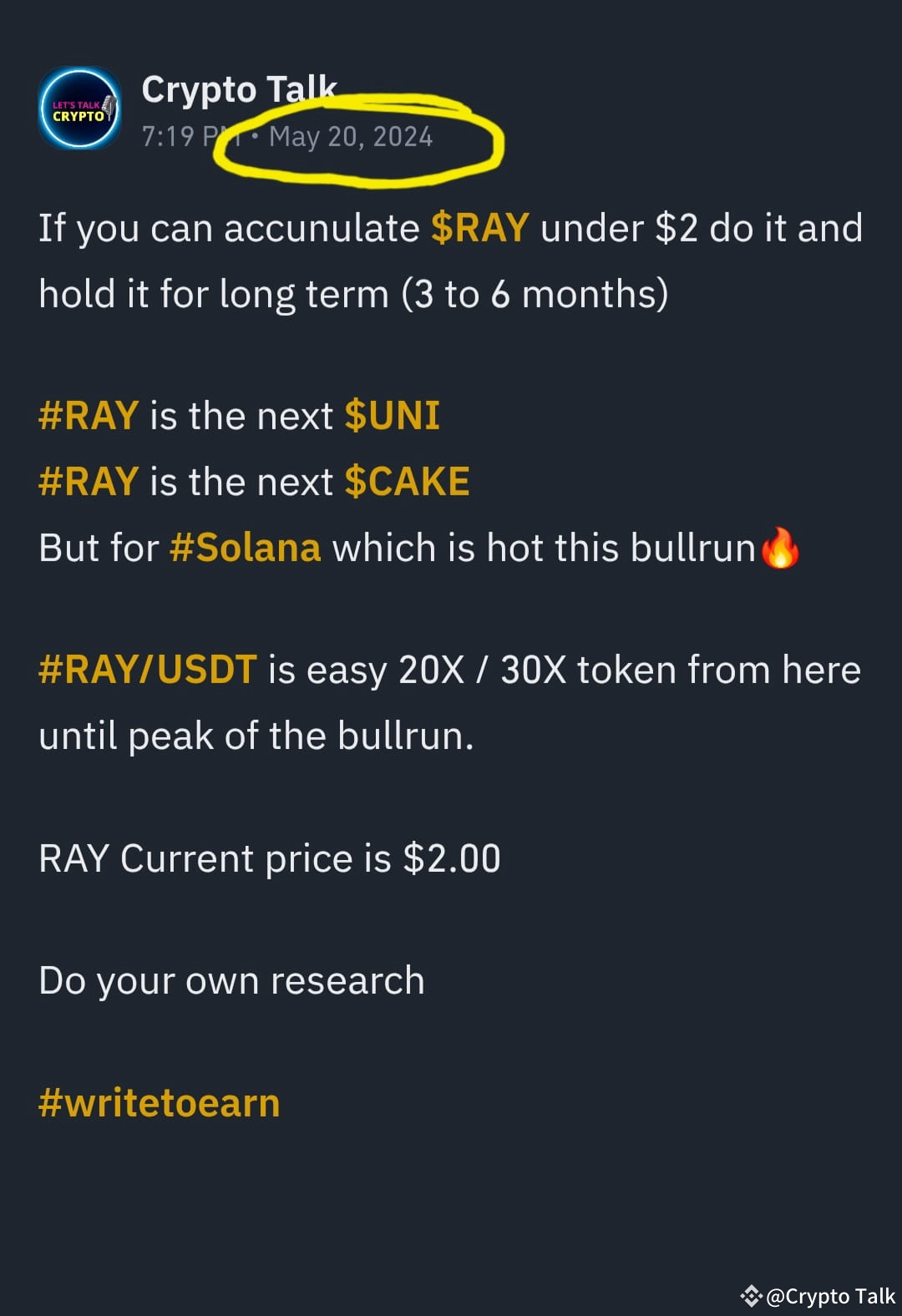 We speak with facts👇 🎯We got $RAY under $2 🎯We got $LINK | Crypto Talk ...
