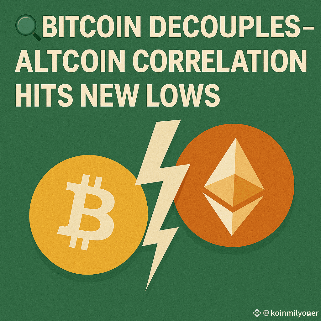 🔍 Bitcoin Decouples — Altcoin Correlation Hits New Lows Bi ...