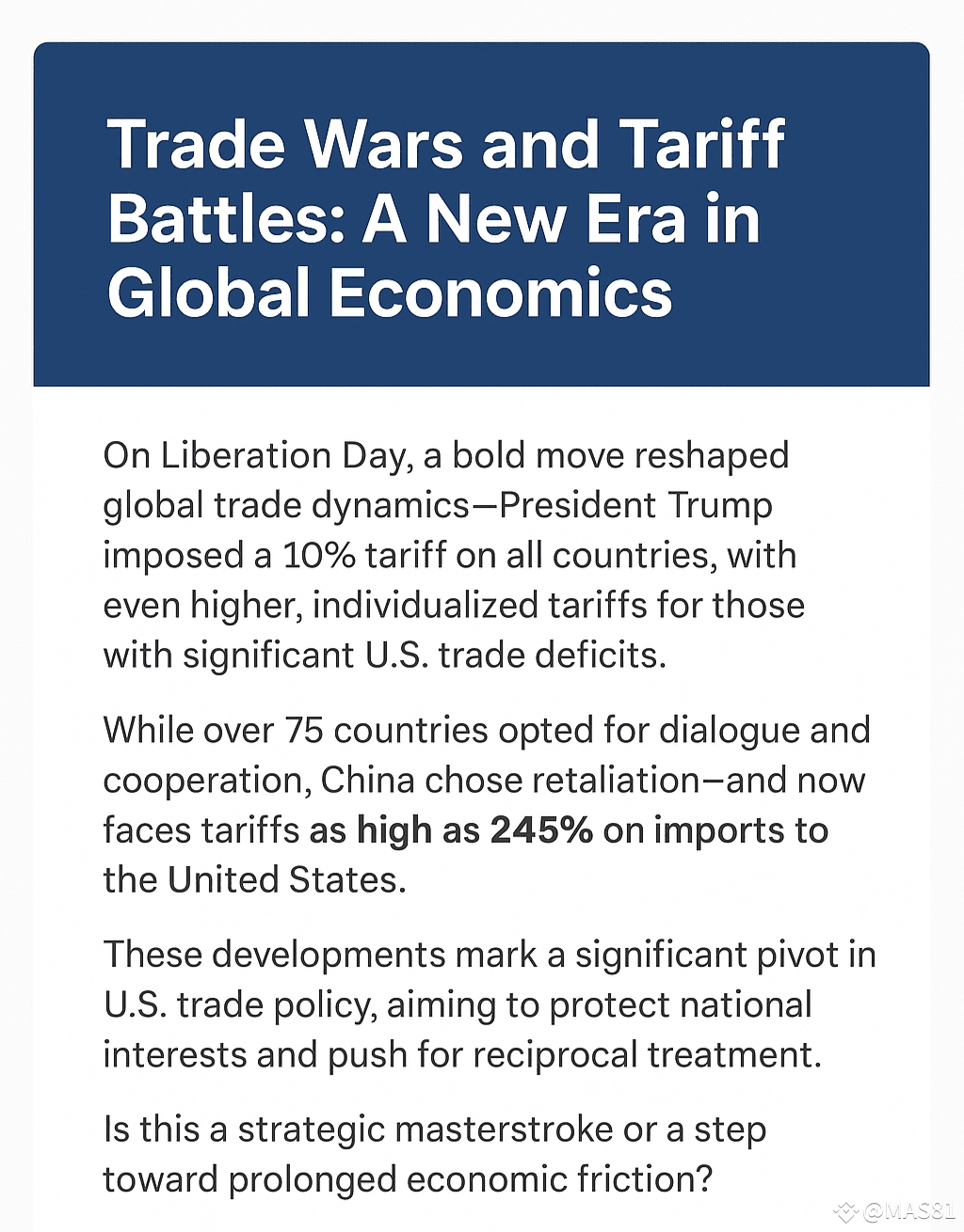 Trade Wars and Tariff Battles: A New Era in Global Economics | MAS81 on ...