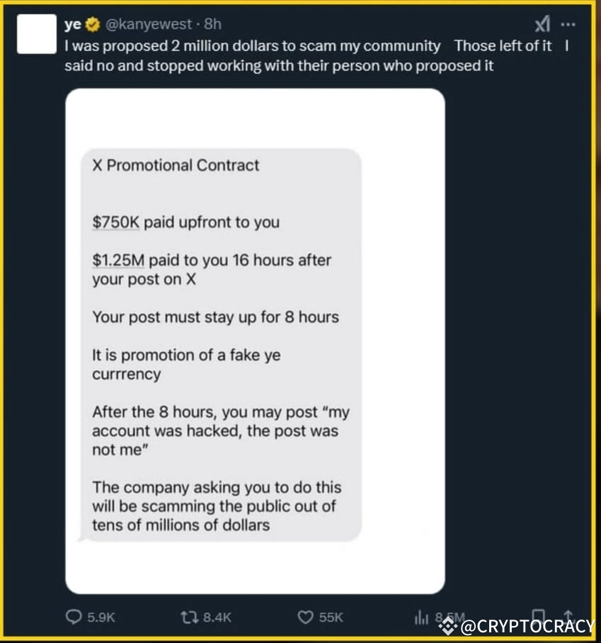 🚨SCAM ALERT🚨 #KANYEWEST tweeted | CRYPTOCRACY on Binance Square
