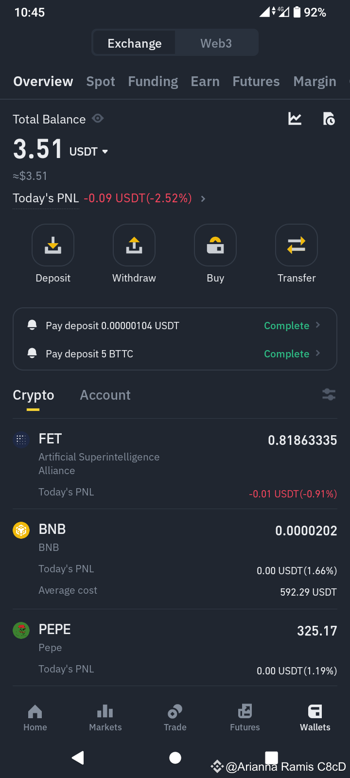 TODAY MY PNL#USDTfree $BTC Today very bad#Aptos﻿ #FET/USDT | Mojahid ...