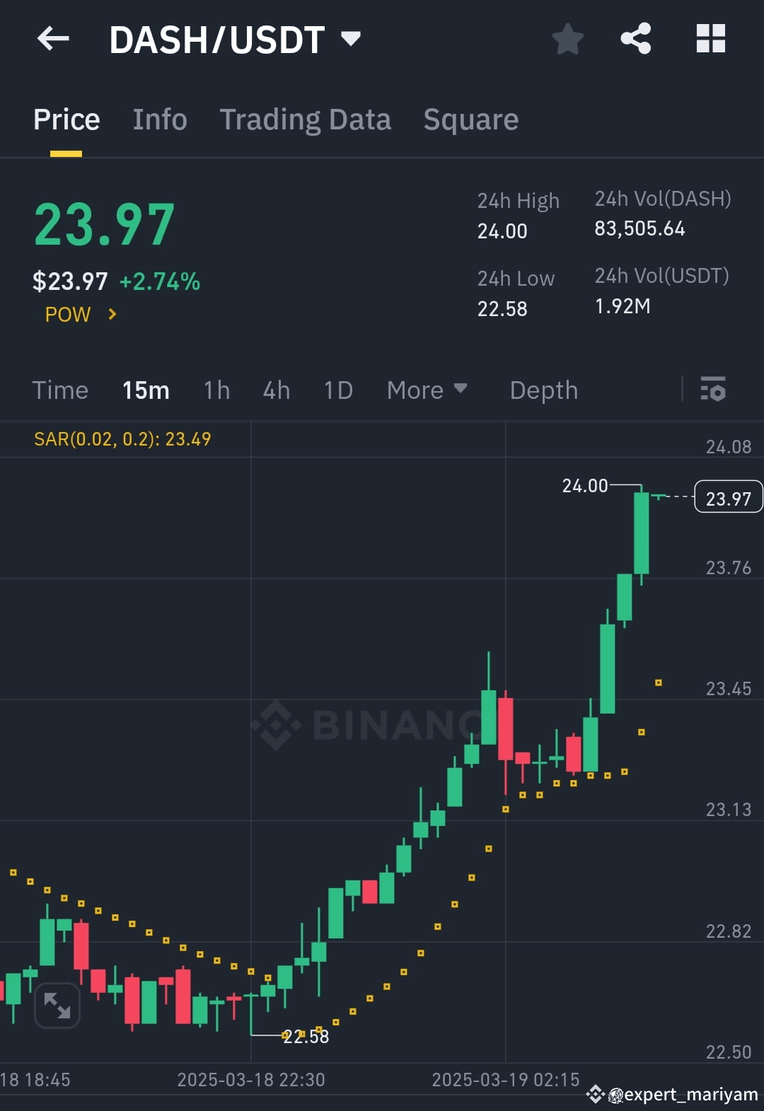 $DASH /USDT Trade Signal 🚀 Current Price: $23.97 (+2.74%) | expert_mariyam on Binance Square