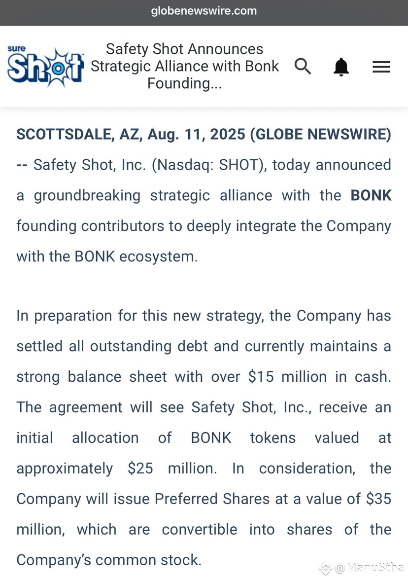 $1000BONK FYI : Safety Shot, Inc., a Nasdaq-listed beverage | ManuStha ...
