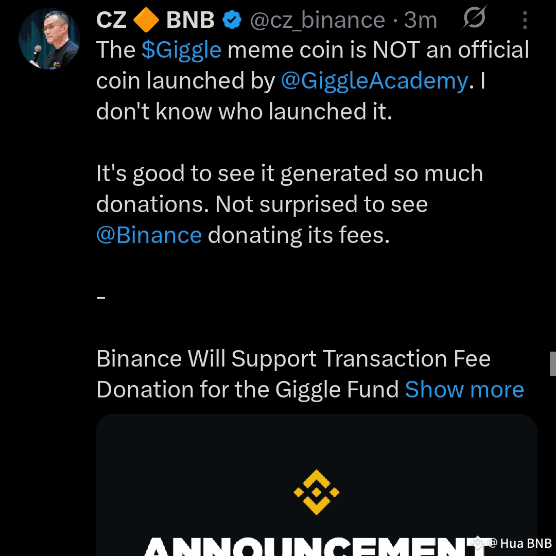 Guys, big news just dropped — @CZ the founder of Binance, | Hua BNB on ...