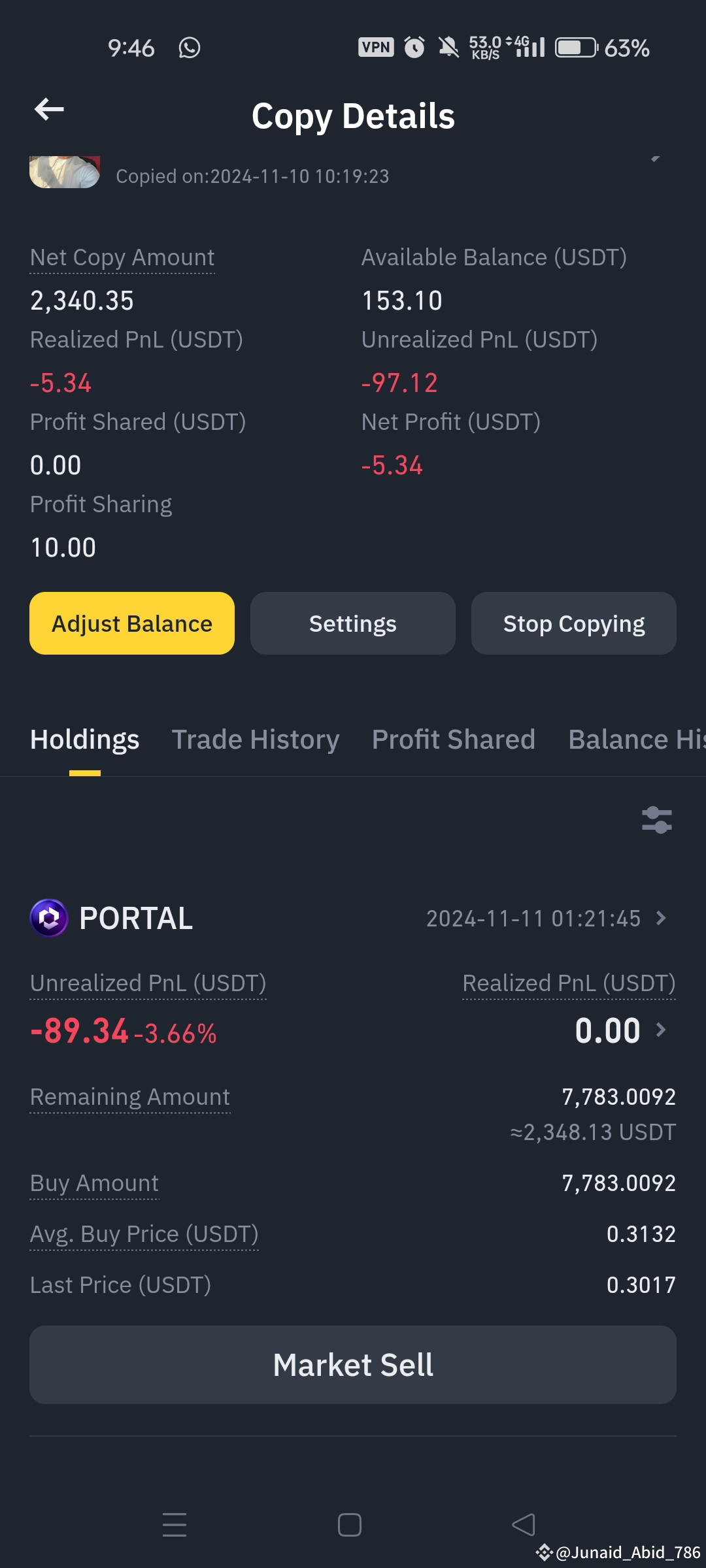 $PORTAL i am coping trade from 1 trader should i continue o | Junaid ...