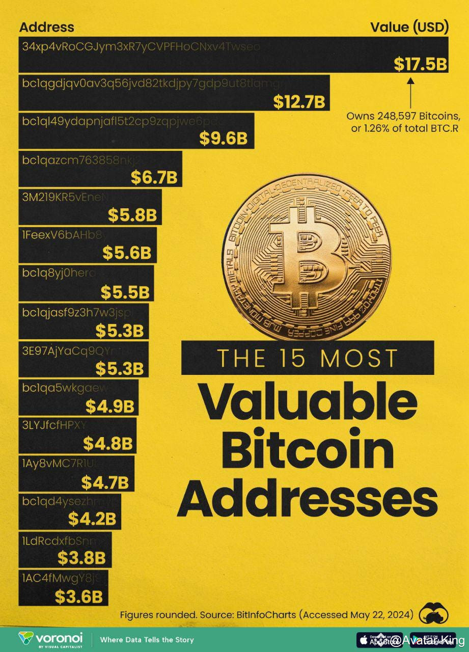 Visualization of the 15 most valuable Bitcoin addresses$BTC | Avatar ...