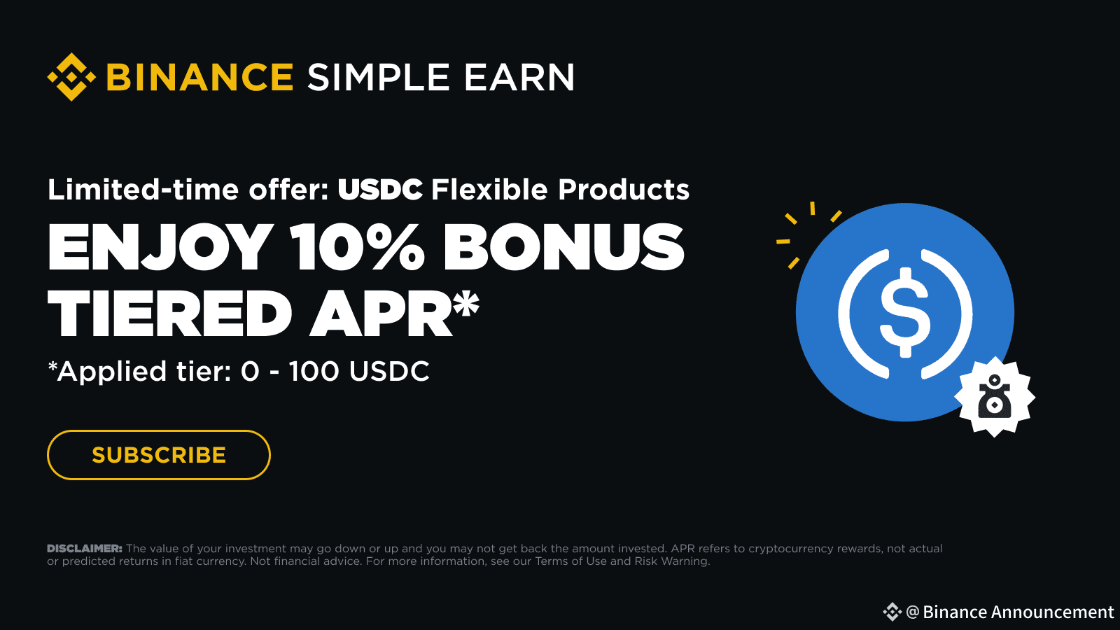 Binance Earn: earn a bonus multi-tiered APR of 10% with USDC perpetual ...