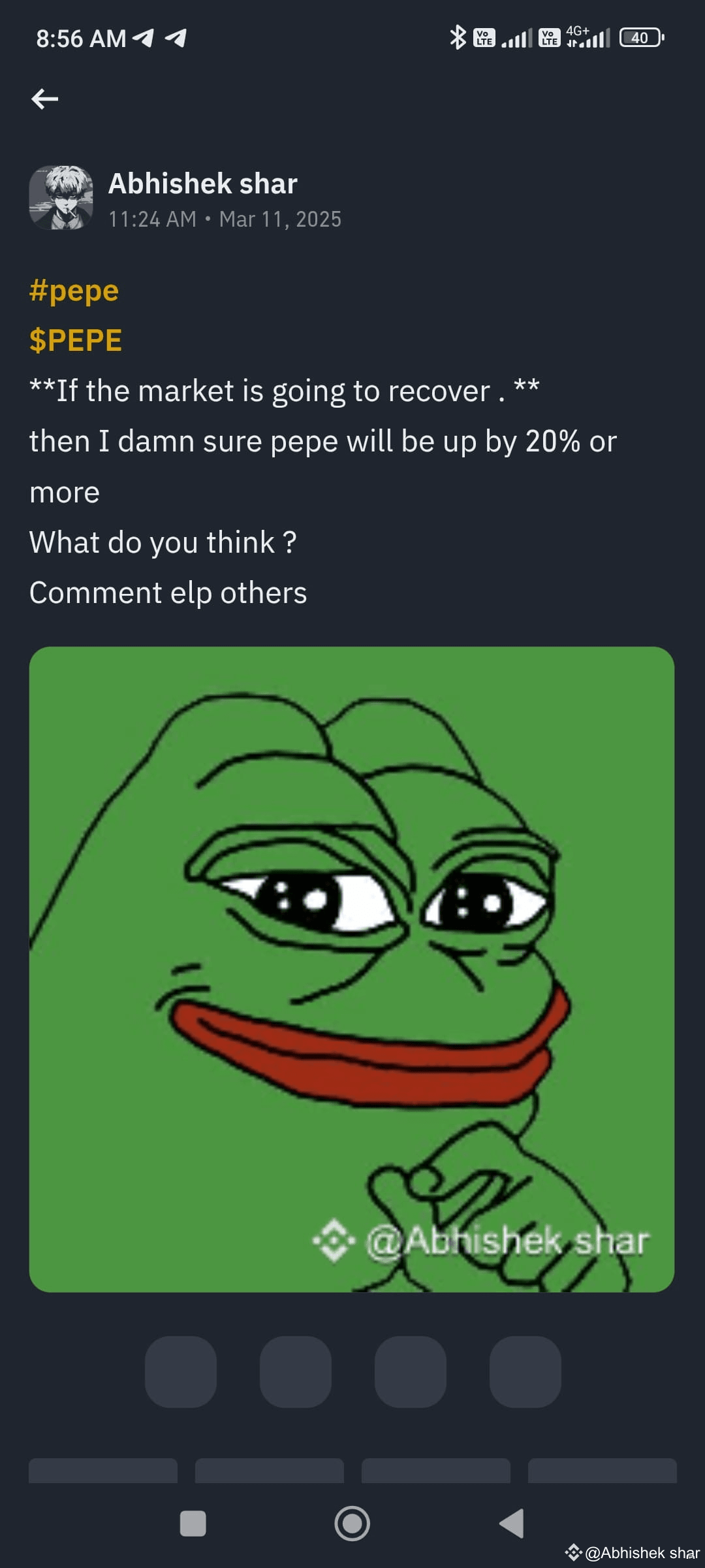 #PEPE‏ #trade $PEPE what do you think I am wrong I say | Abhishek shar ...