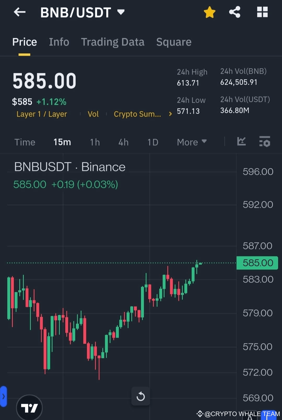 🚀 $BNB /USDT Trading Setup 🚀 📍 Current Price: $585.00 | CRYPTO S H A R K S on Binance Square