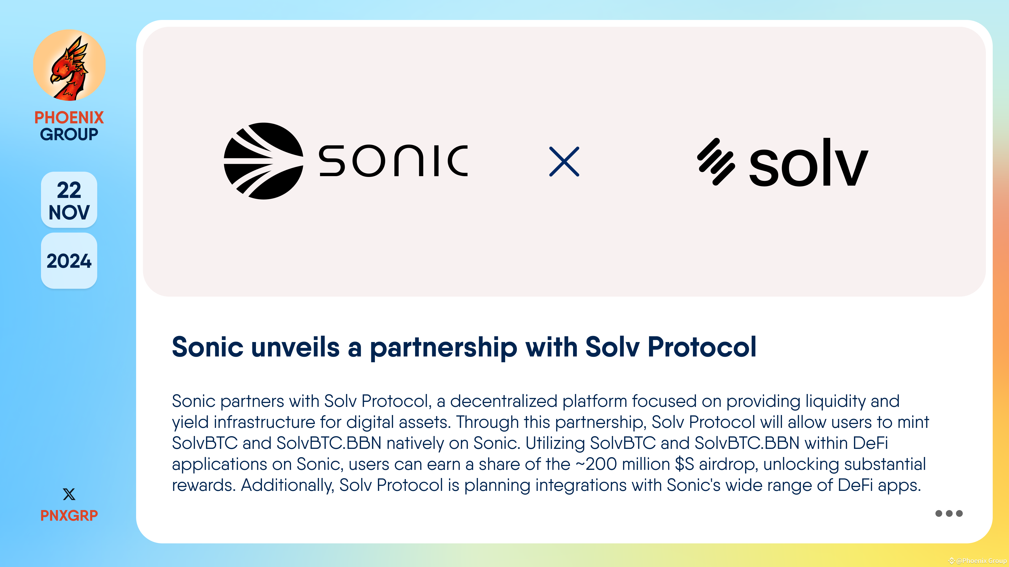 Sonic unveils a partnership with Solv Protocol #Sonic part | Phoenix ...