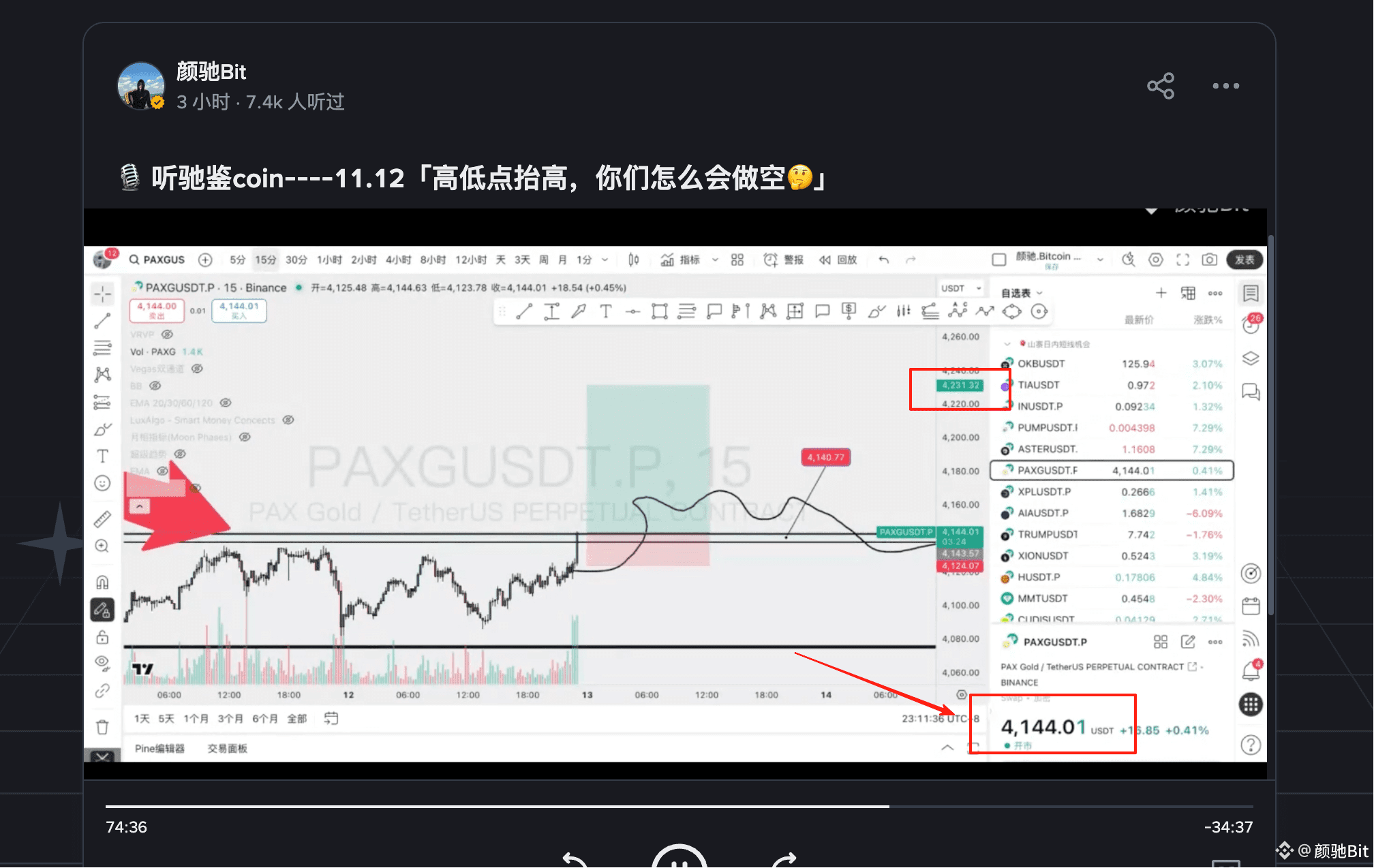 🎈Watch more live broadcasts to learn more! paxg right side | 颜驰Bit on ...