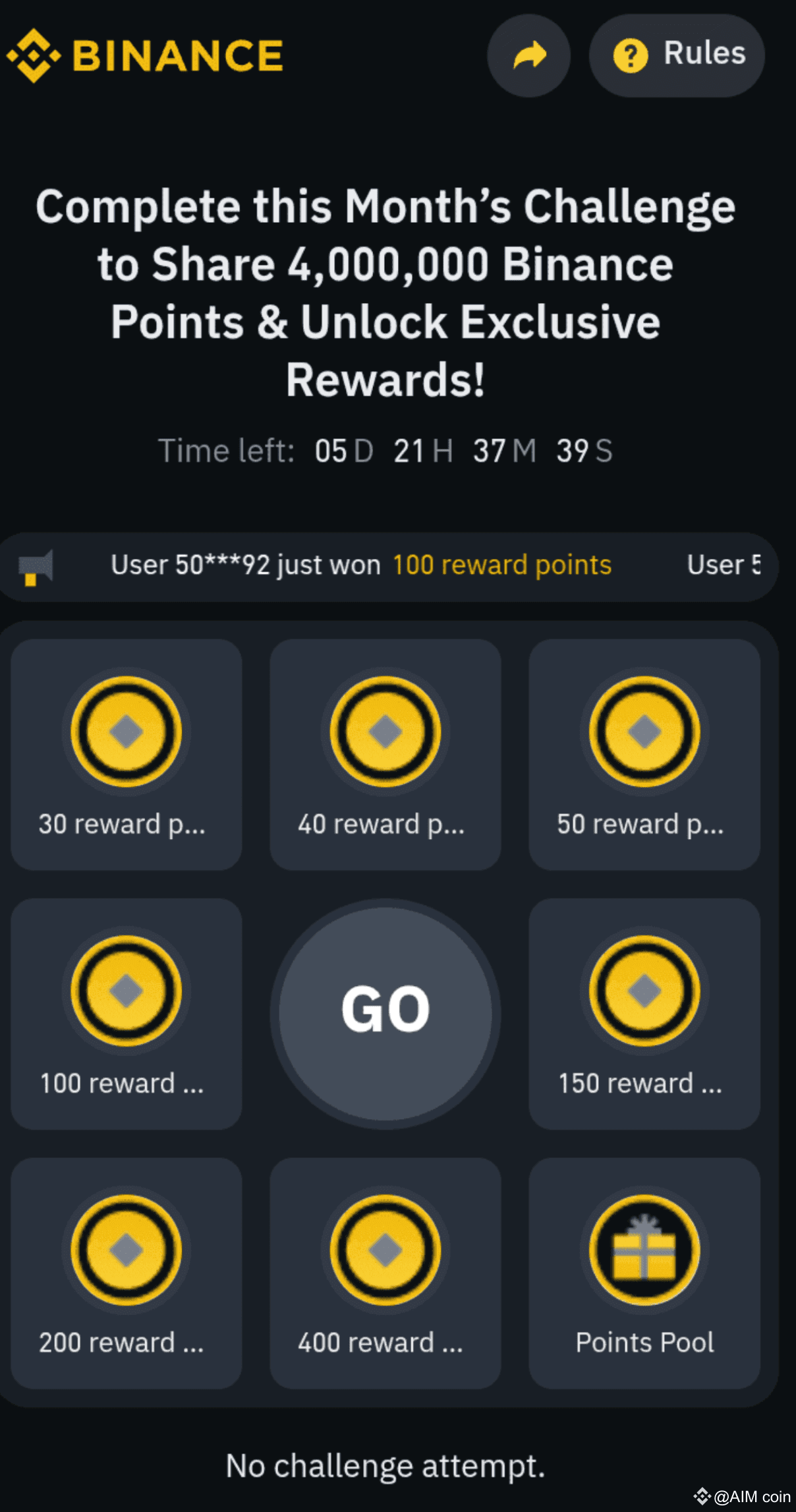 BIANACE new mission🎉🎉 complete the task to claim 4000 po | AIM coin on ...