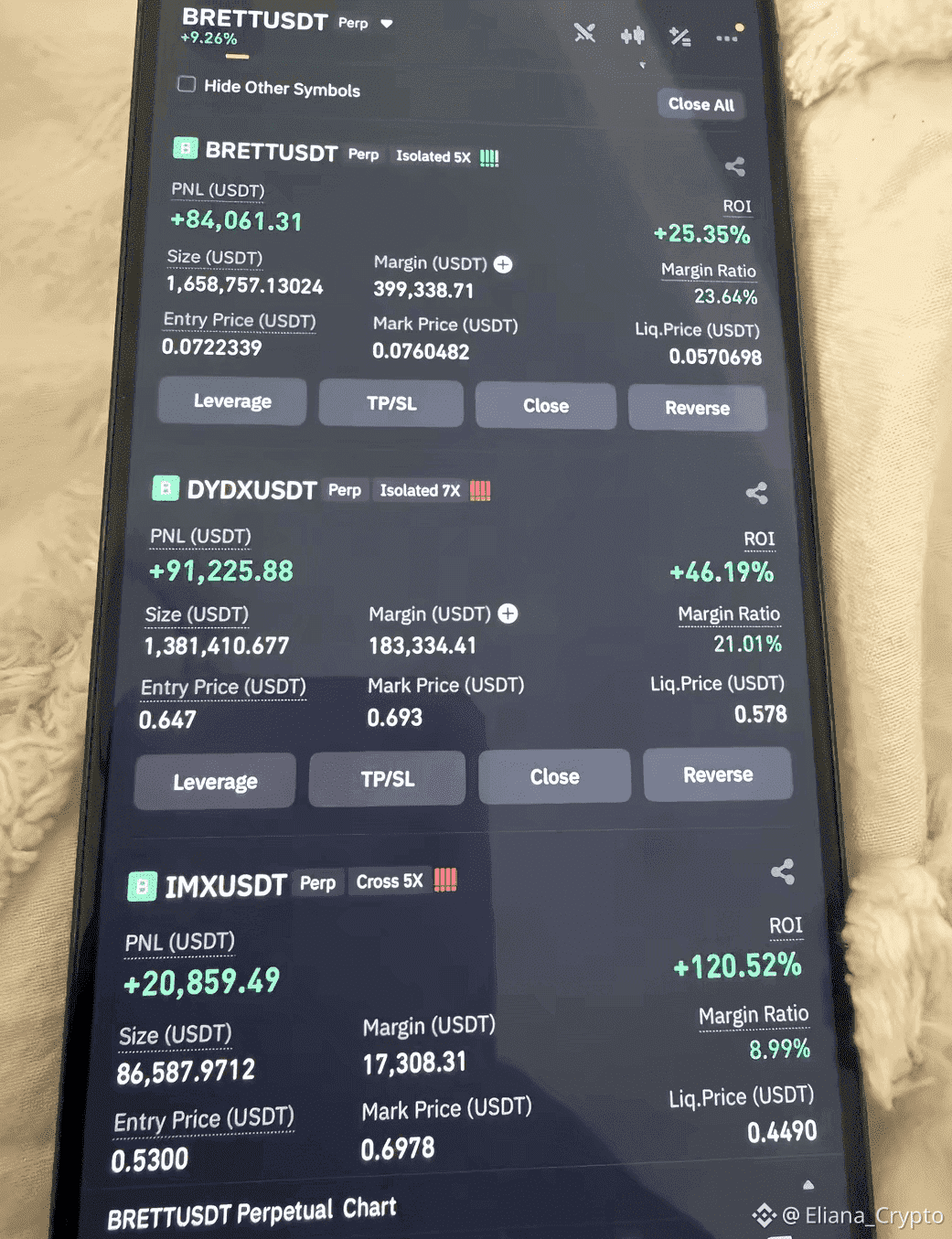 我现在很快乐 😂😂😂😂 $BRETT $DYDX $IMX | Eliana_Crypto发布于币安广场