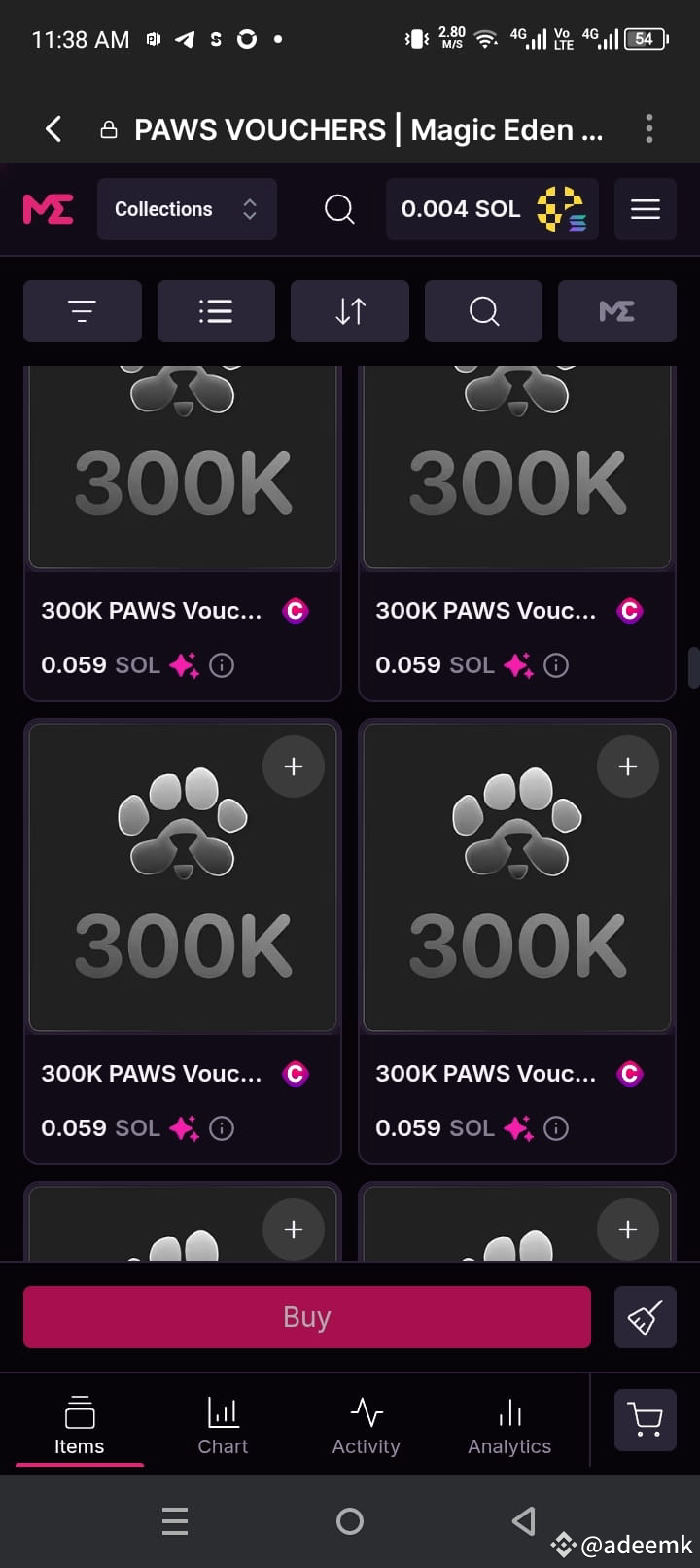 paws nft vocher price has down 300k paws equal to 0.058 sol | adeemk on ...