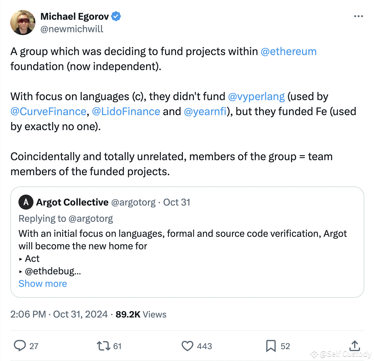 The Foundation’s critics argue that Vyper’s lack of funding | Self Custody on Binance Square