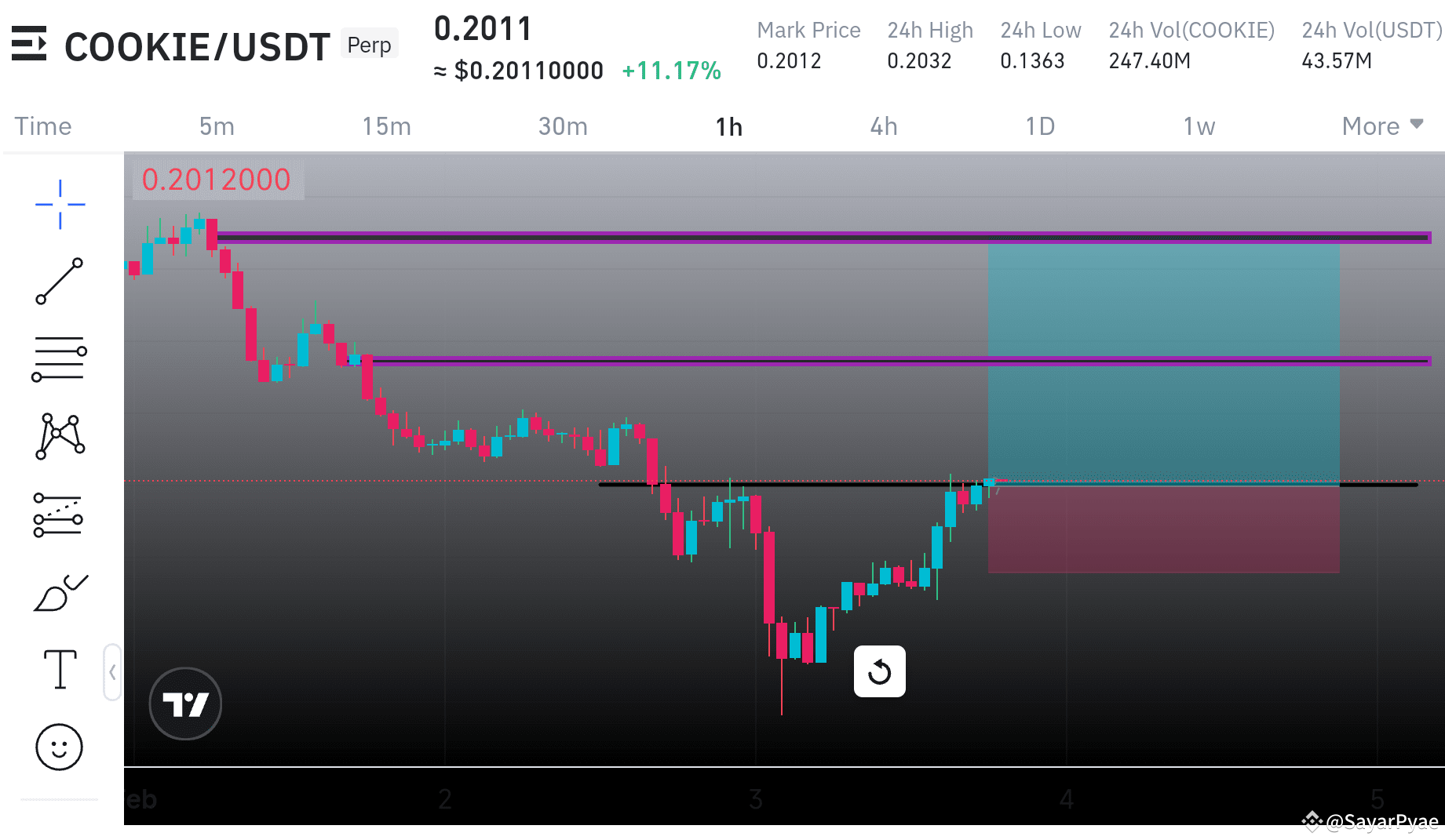 Long COOKIE ↗️ Entry 0.20 TP0.25 SL 0.175 | SayarPyae on Binance Square