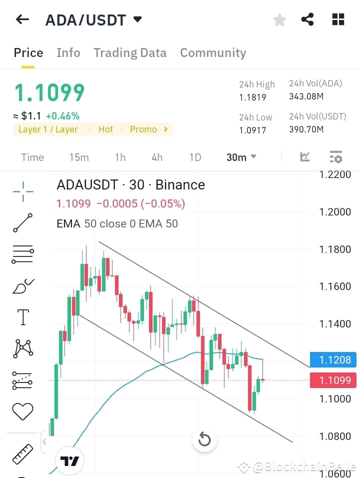 $ADA /USDT ALERT: DESCENDING CHANNEL WITH BEARISH TENDENCY – | BlockchainBelle on Binance Square