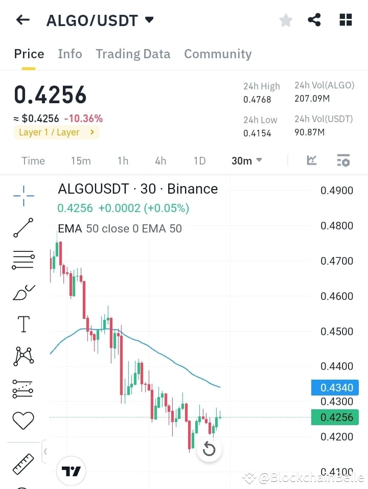 $ALGO /USDT ALERT: STRONG BEARISH TREND – MONITOR CLOSELY! | BlockchainBelle on Binance Square