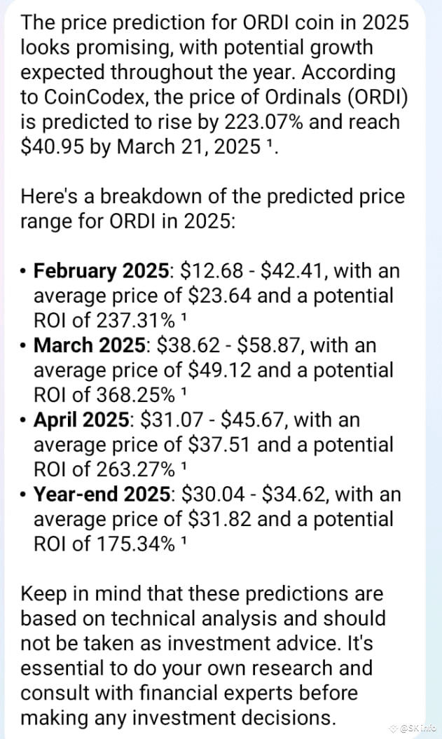 $ORDI ORDI Coin Price Prediction 2025 | SK info on Binance Square