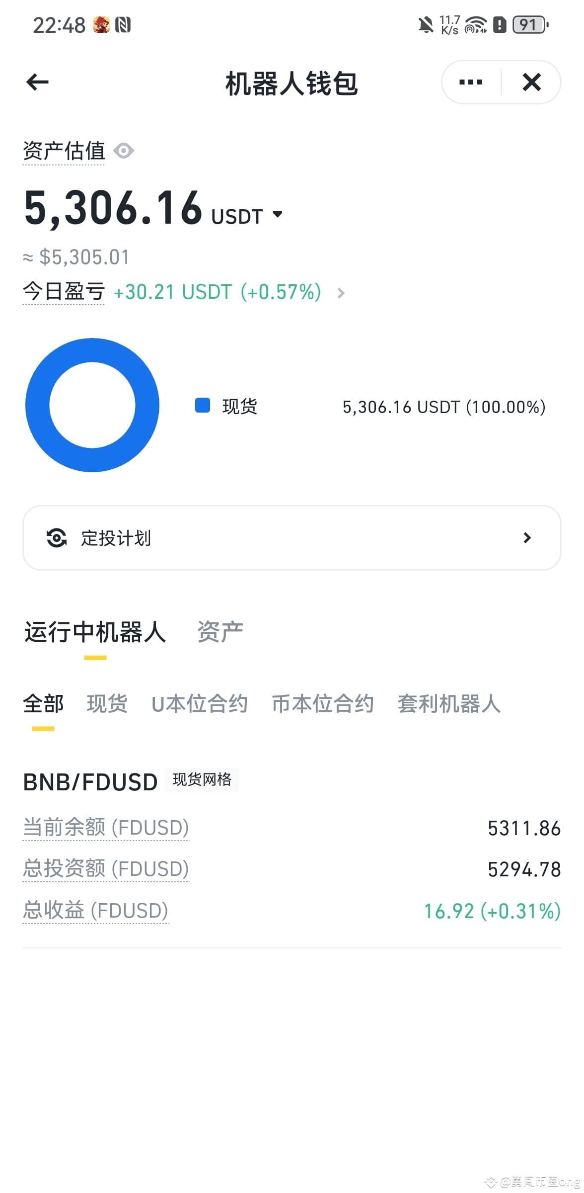 $BNB Spot grid, fdusd no fees 😇, so refreshing. No worries | 勇闯币圈ong on ...