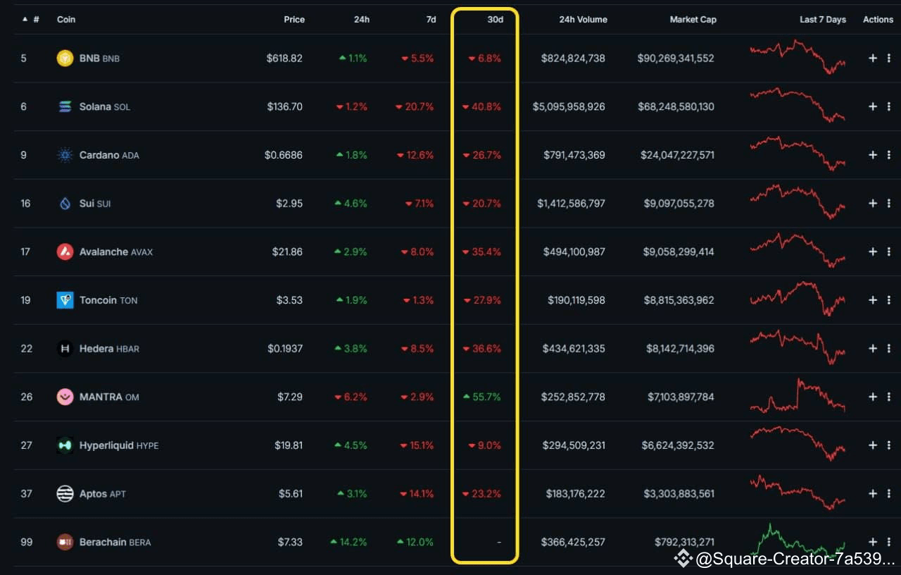 📊 Performance of Layer 1 Network Coins in the Last 30 Days | Albarq ...