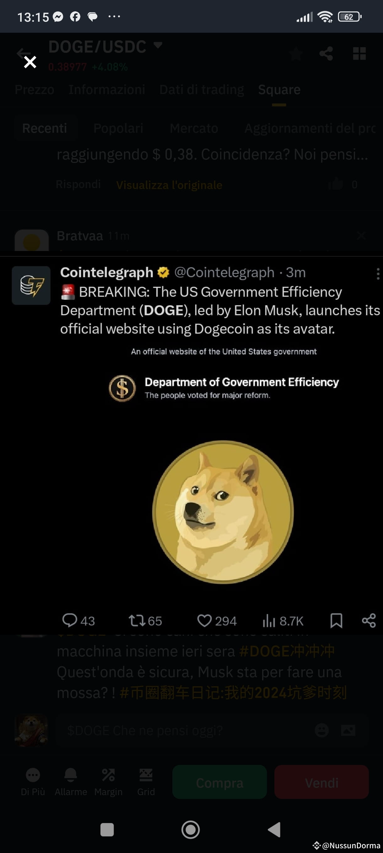 $DOGE Last night I told you not to cry. Doge is the world's ...
