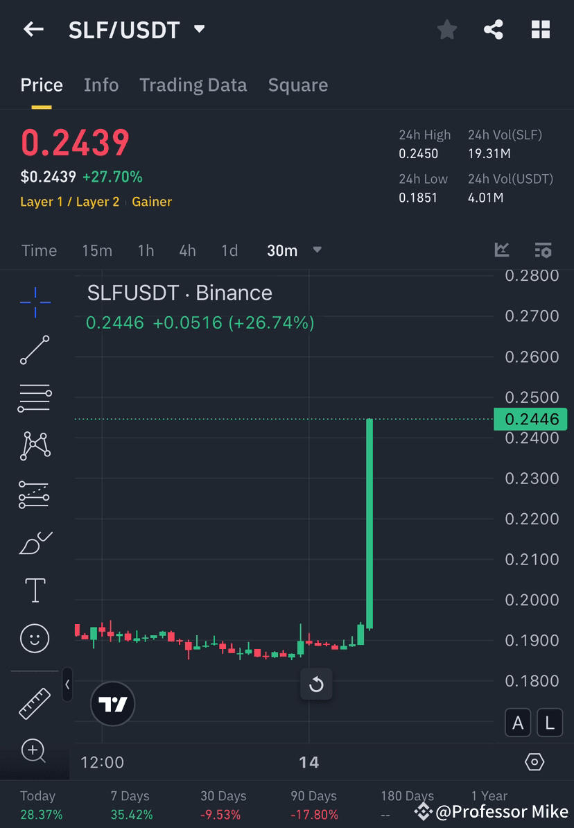 $SLF /USDT – Bull Run Confirmed!🔥💯 Current Price: $0.2439 | Professor Mike on Binance Square
