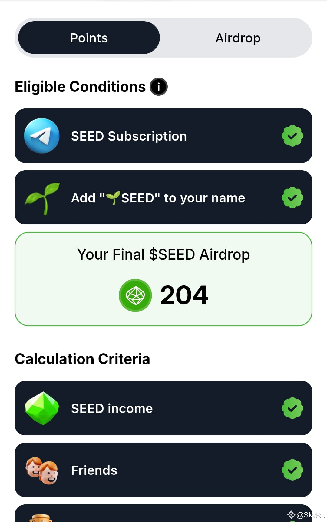 #SEED how many dollars will i have from this airdrop $BTC | SkyRk on ...