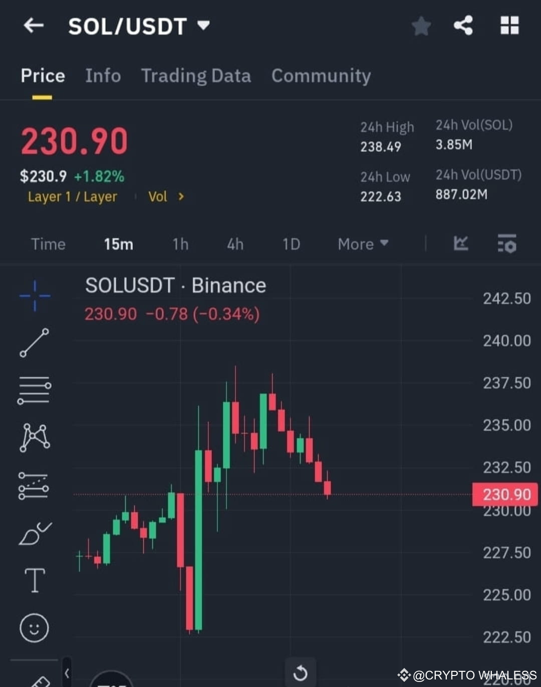$SOL /USDT Short Trading Signal 🔥💯 Current price: $230.90 | CRYPTO WHALESS on Binance Square
