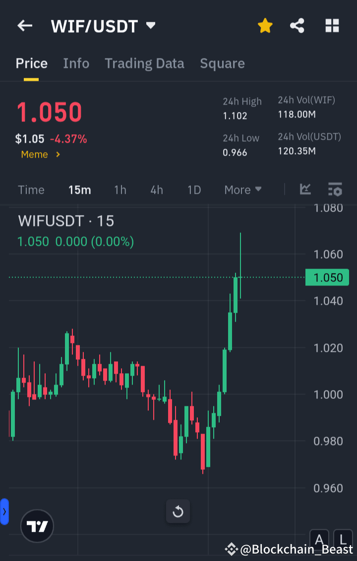 $WIF /USDT Bull Run Alert!🔥💯 Current Price: $1.050 Entry | Blockchain_Beast on Binance Square