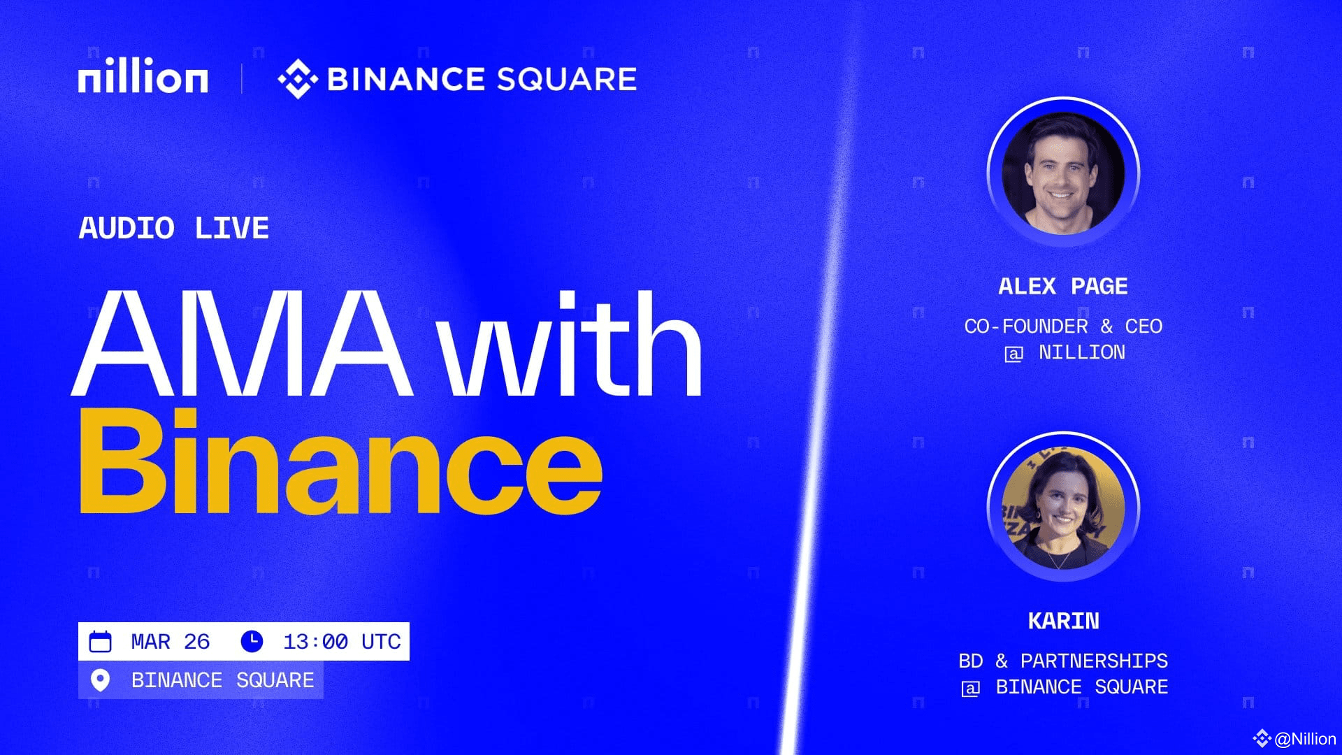 Binance turns blue this week. Join our co-founder and CEO @ | Nillion ...
