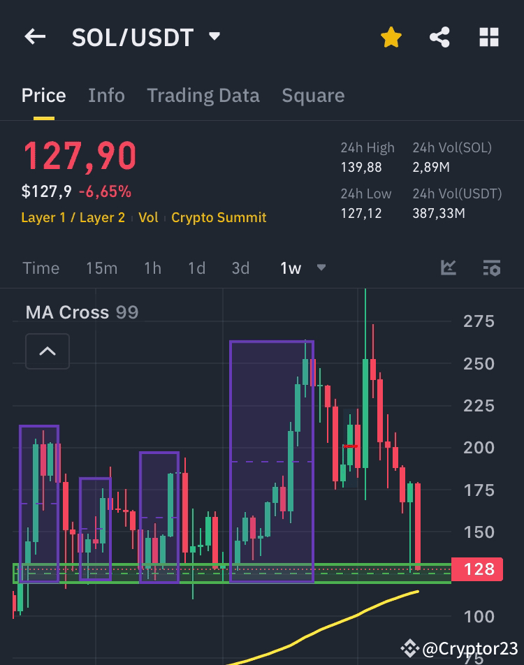 Weekly Chart $SOL : Critical Support Test After Sharp Declin ...