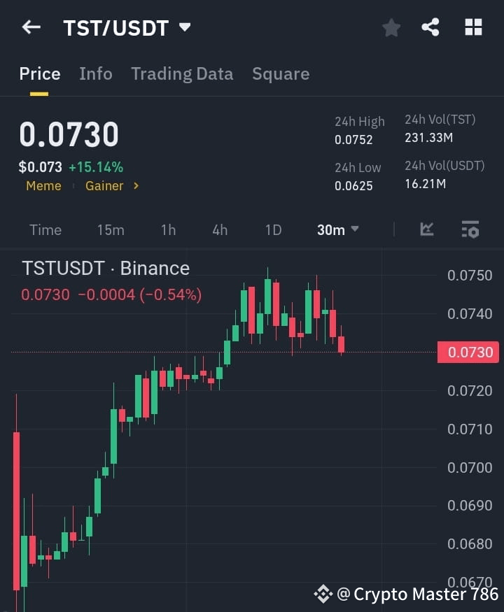 $TST /USDT – Short Trade Signal! 🔻 Current Price: $0.0730 | Crypto Master 786 on Binance Square