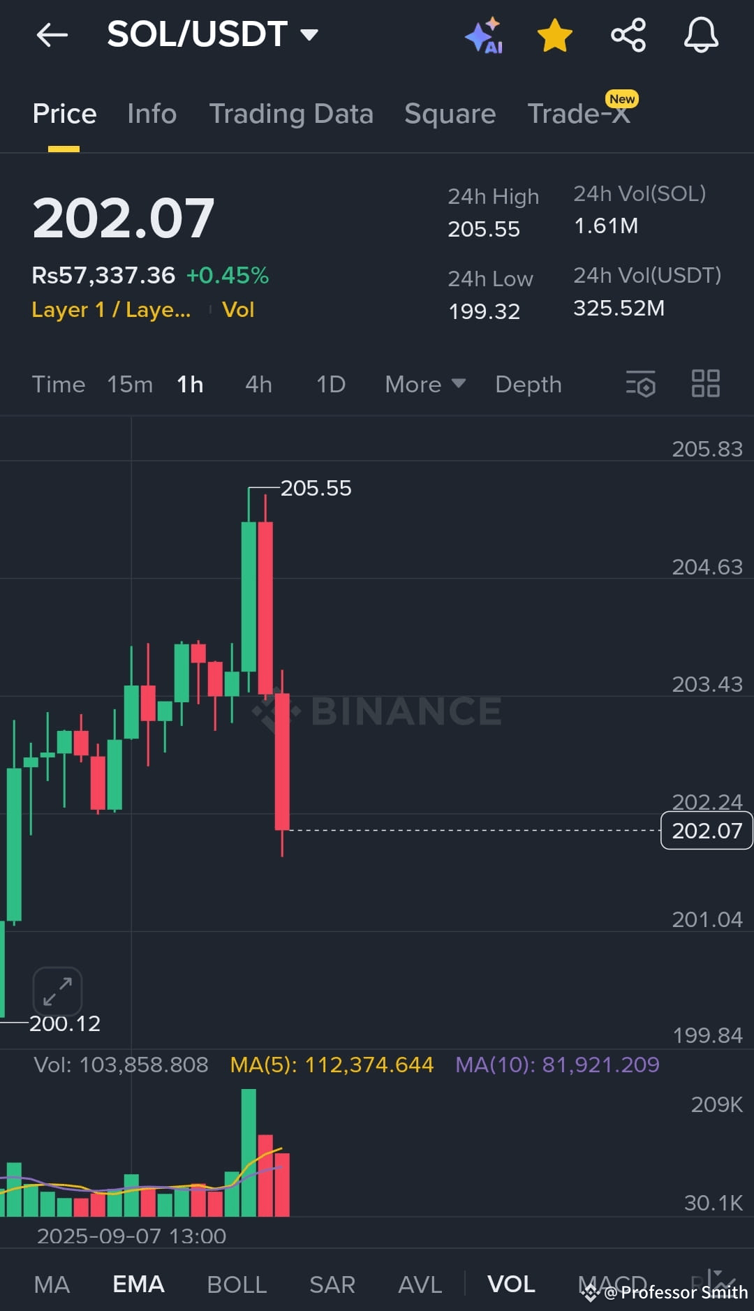 $SOL /USDT – CONFIGURACIÓN DE OPERACIÓN CORTA $SOL enfrent | Professor ...