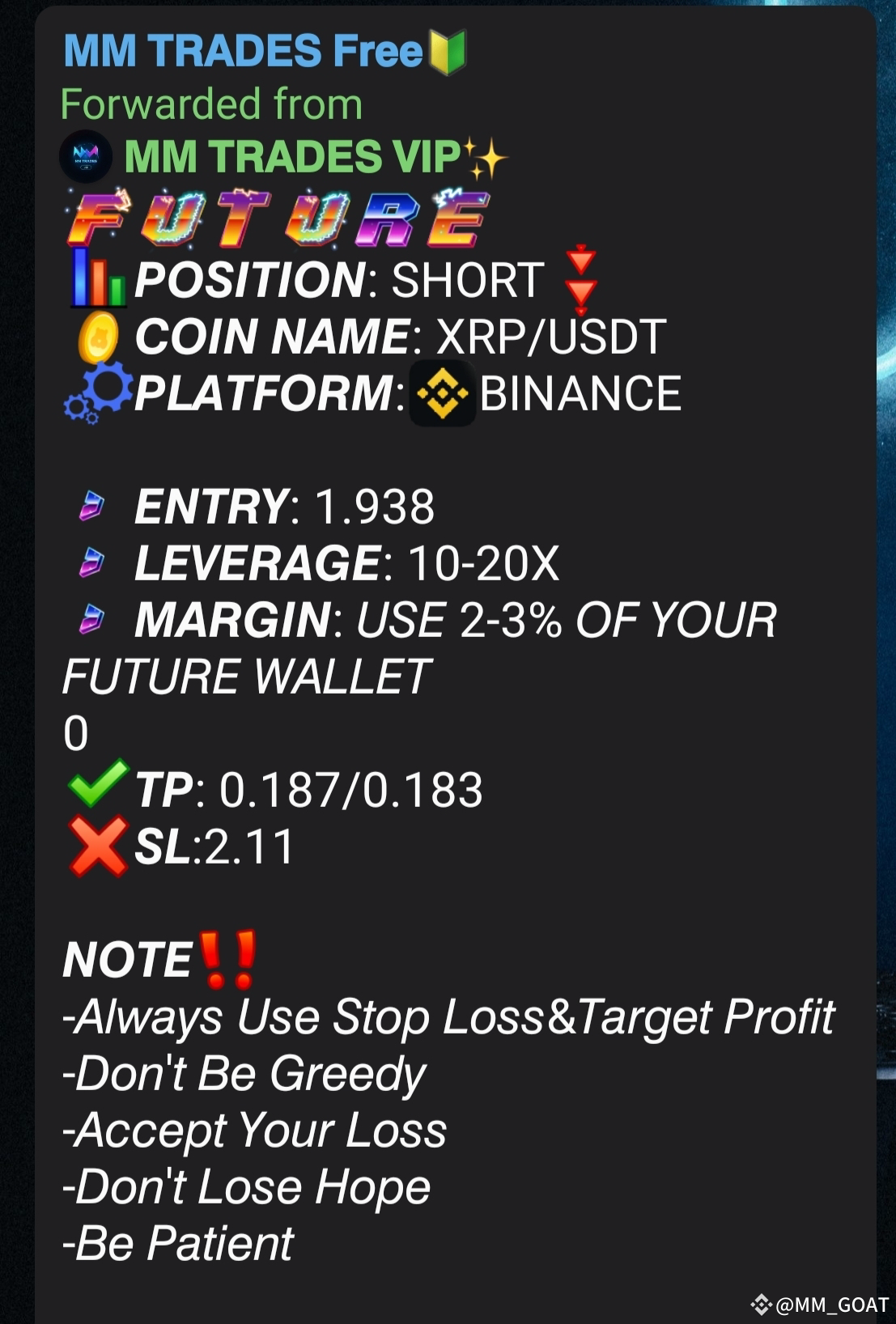 #XRPTrends #XRP Entry Short. Risky, #DYOR | MM_GOAT on Binance Square
