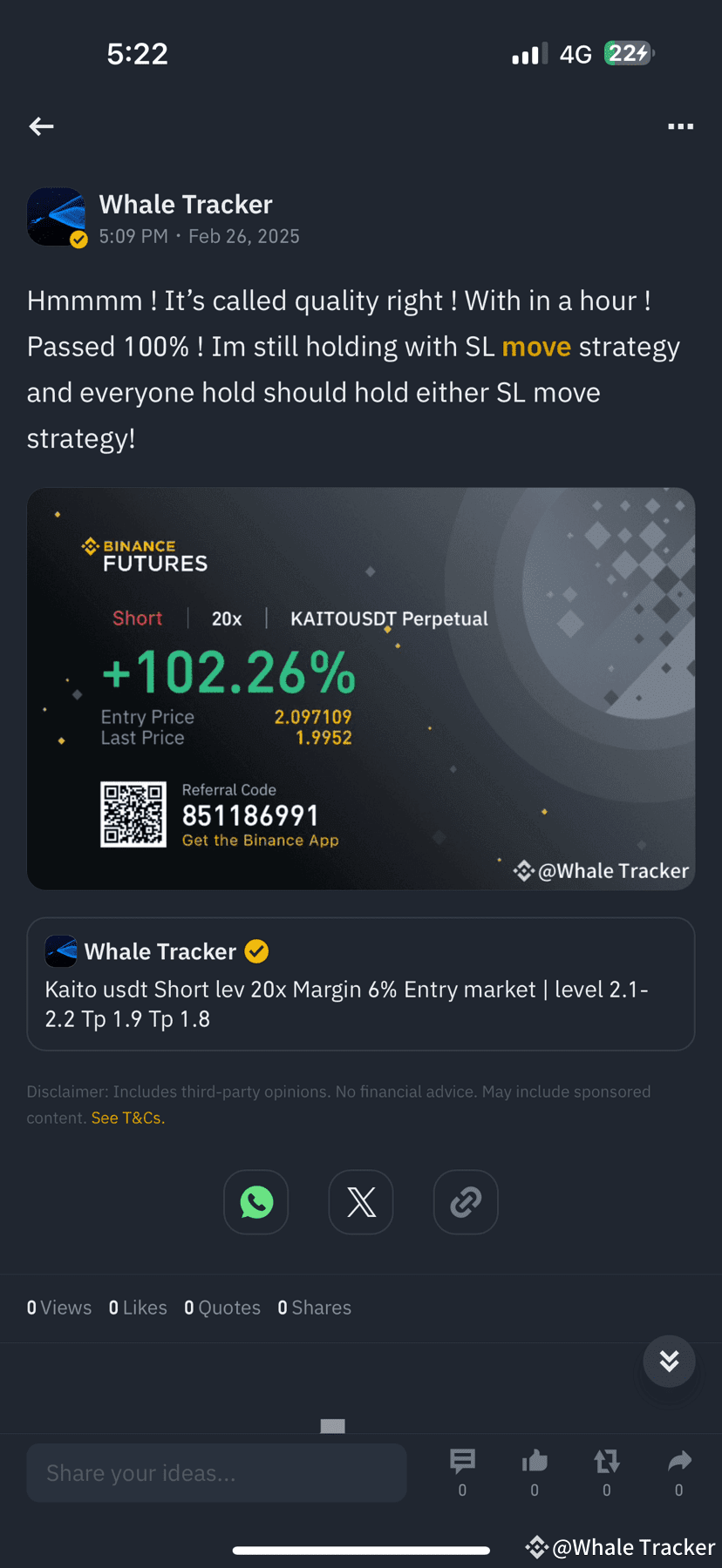 The post which i shared about SL move strategy and update si | Whale ...